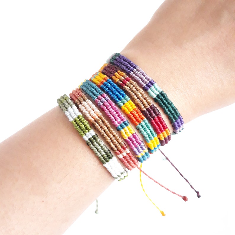 Assorted Color Block Waterproof Adjustable Macrame Bracelet - Etsy