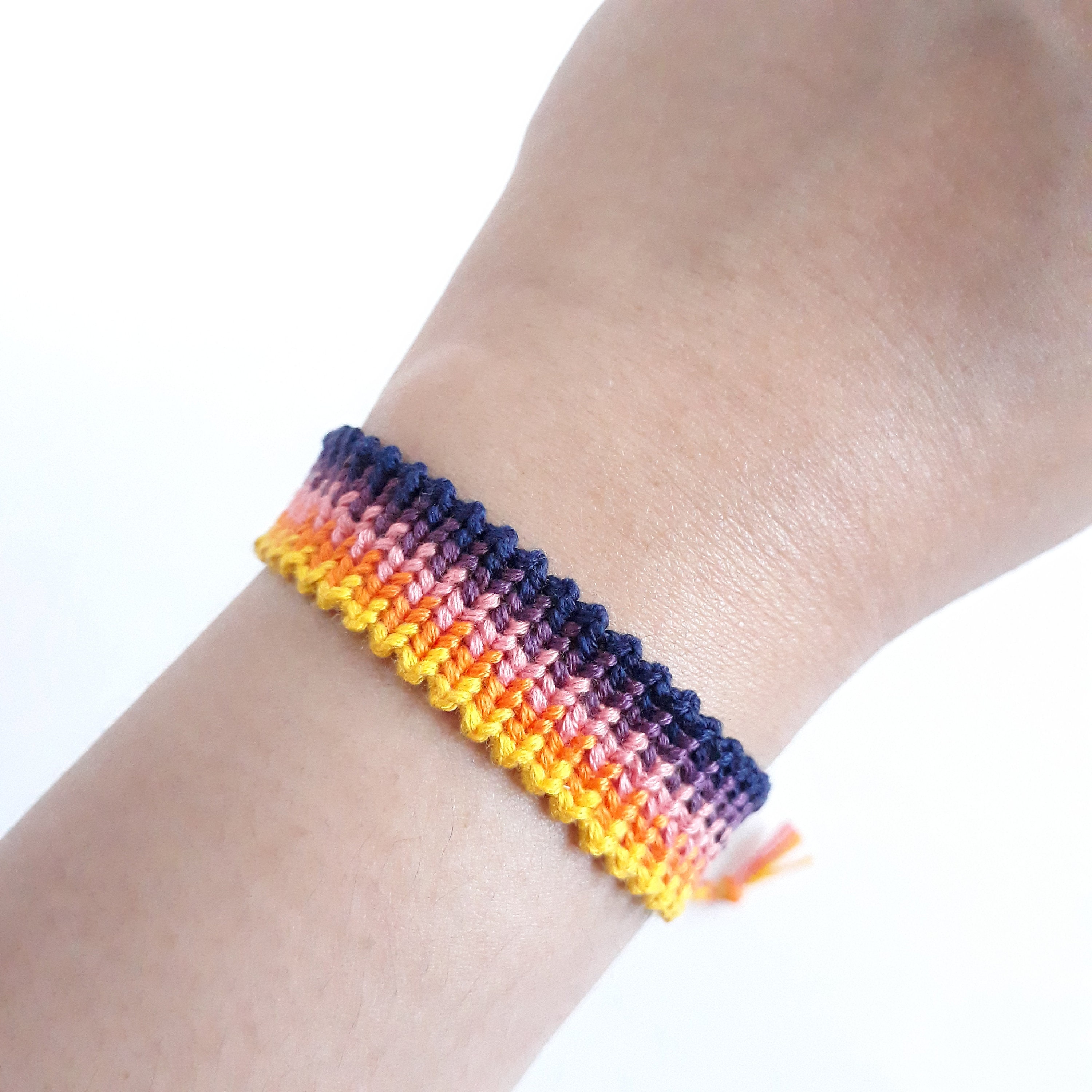 Sunset Colors Knitted-like Friendship Bracelet - Etsy