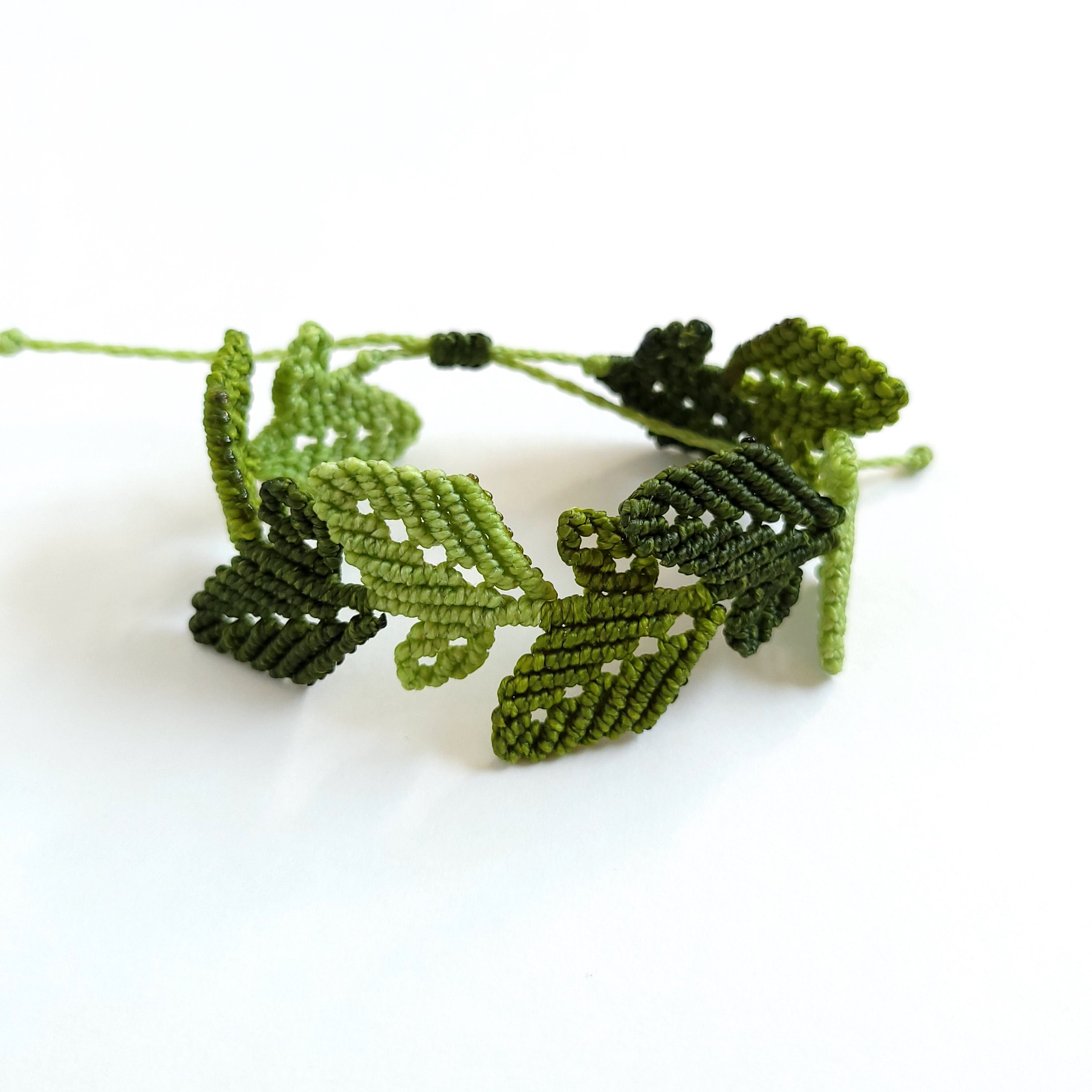 Macramé Leaf Adjustable Bracelet - Etsy