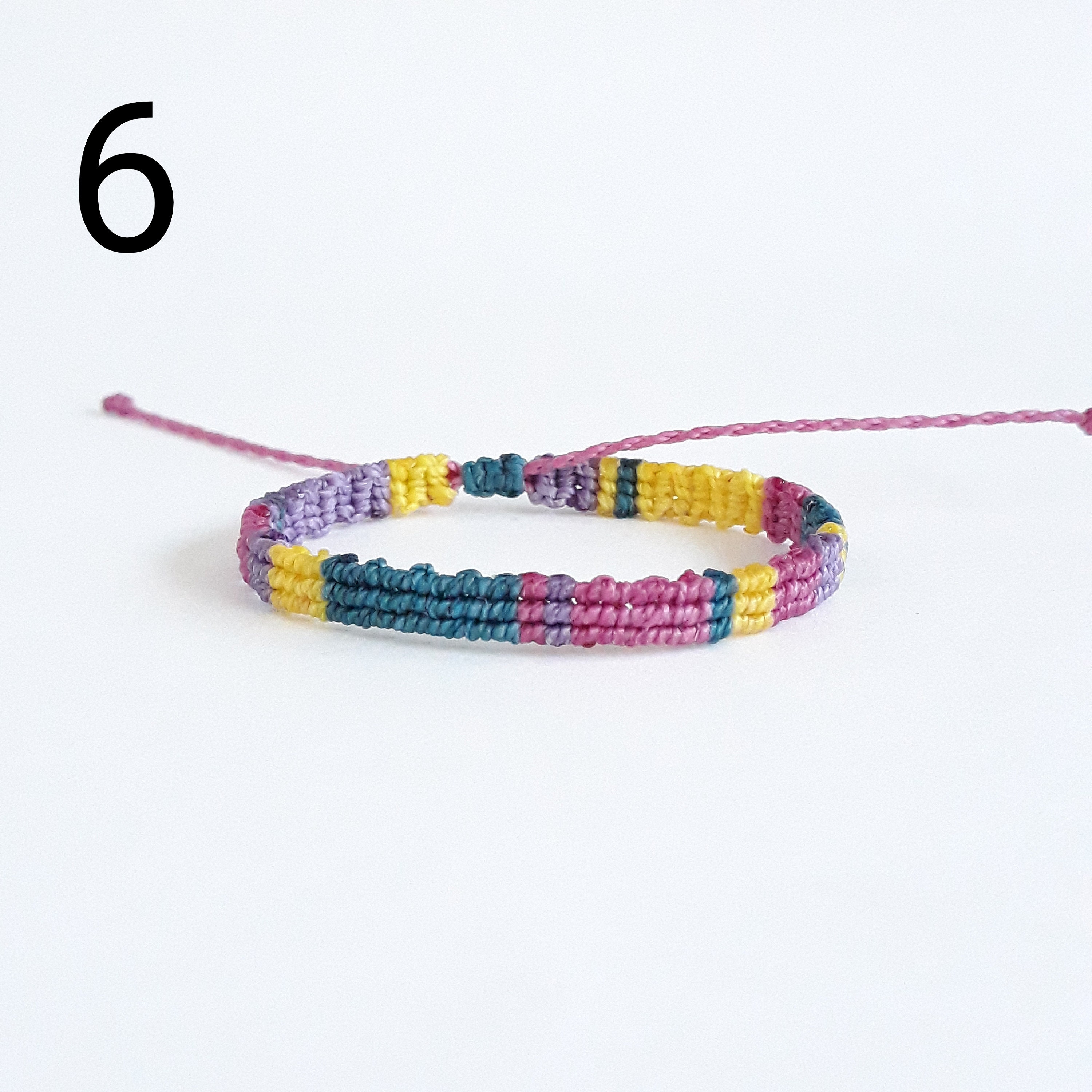 Assorted Color Block Waterproof Adjustable Macramé Bracelet - Etsy