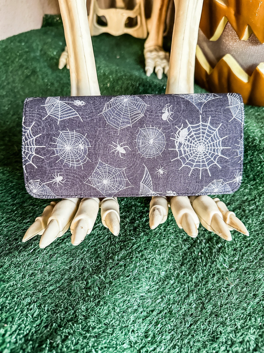 Charcoal With Cream Spiders Clutch Wallet, for Men, for Women, Leather ...