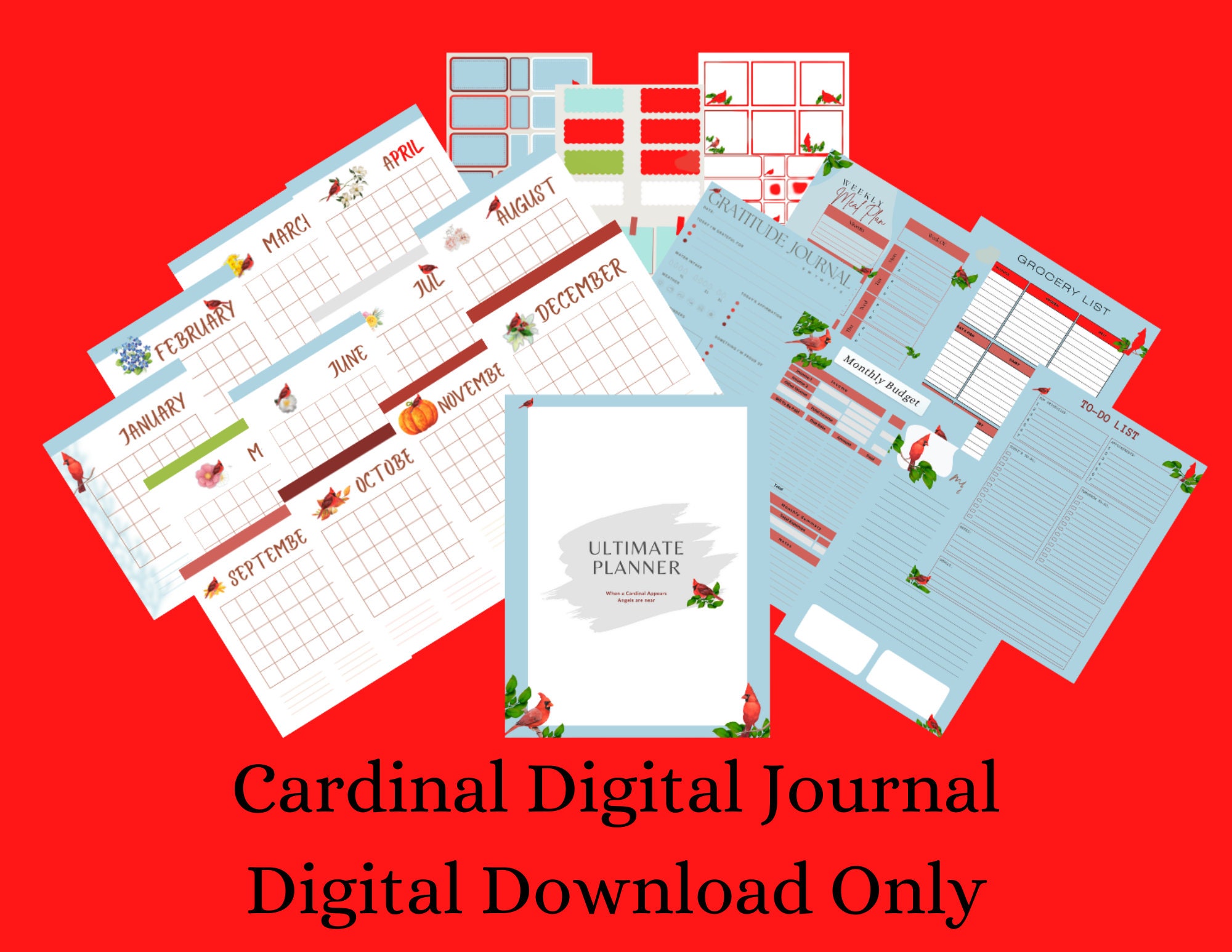 Digital Download, Cardinal Journal, Planner, Printable, Free Gift, to ...
