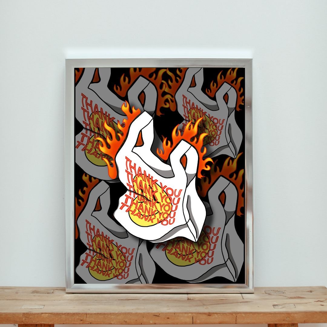 Thank You | Flame Illustration | Wall Art | Retro Wall Art | Graphic ...