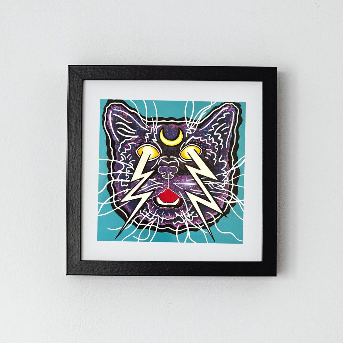 Electricity - Wall Art, Original Painting, Painting on Canvas, Cat Wall ...