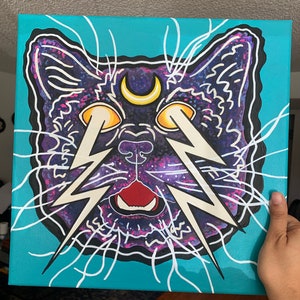 Electricity - Wall Art, Original Painting, Painting on Canvas, Cat Wall ...