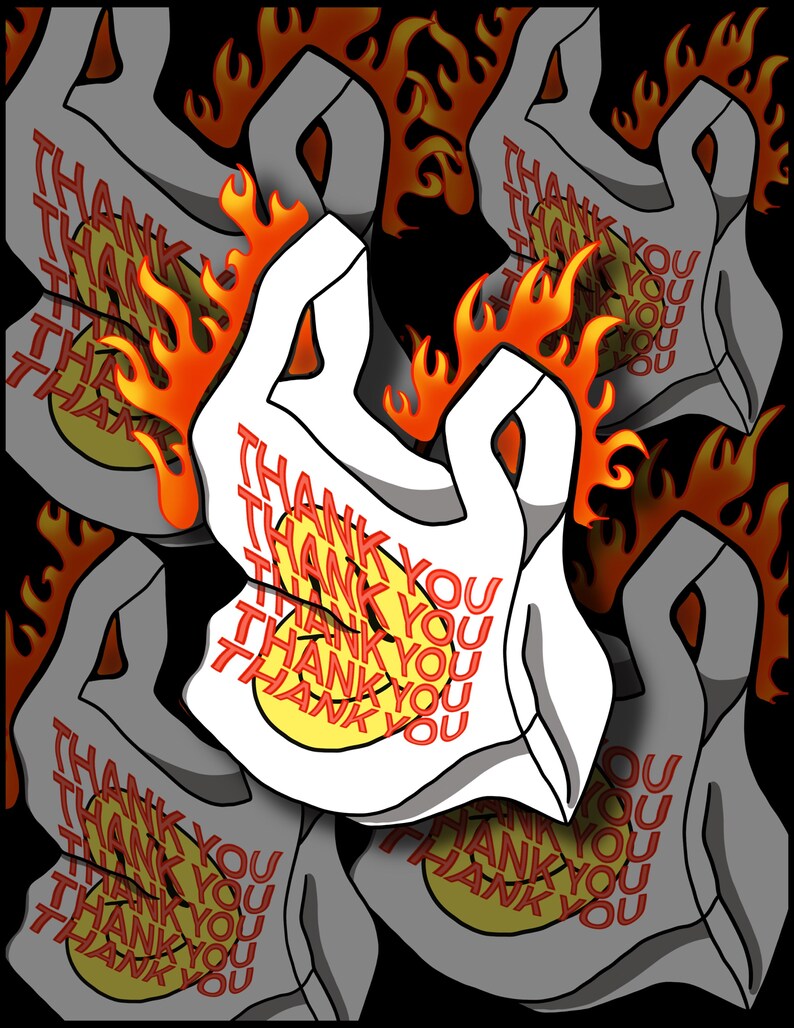 Thank You | Flame Illustration | Wall Art | Retro Wall Art | Graphic ...