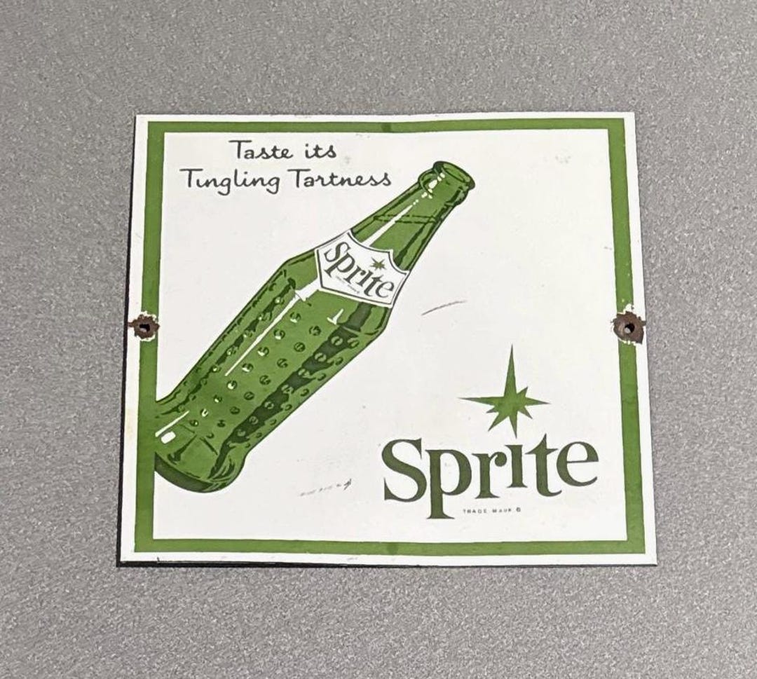VINTAGE SPRITE SODA Cola Porcelain Sign Car Oil Gas Truck Motorcycle - Etsy