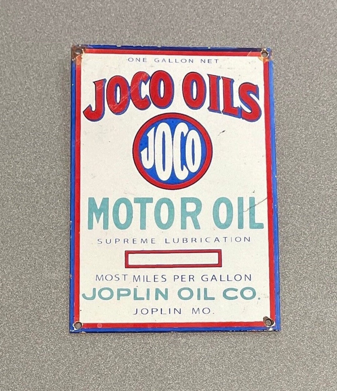 VINTAGE Rare JOPLIN JOCO 12” Porcelain Sign Gas Oil Car - Etsy