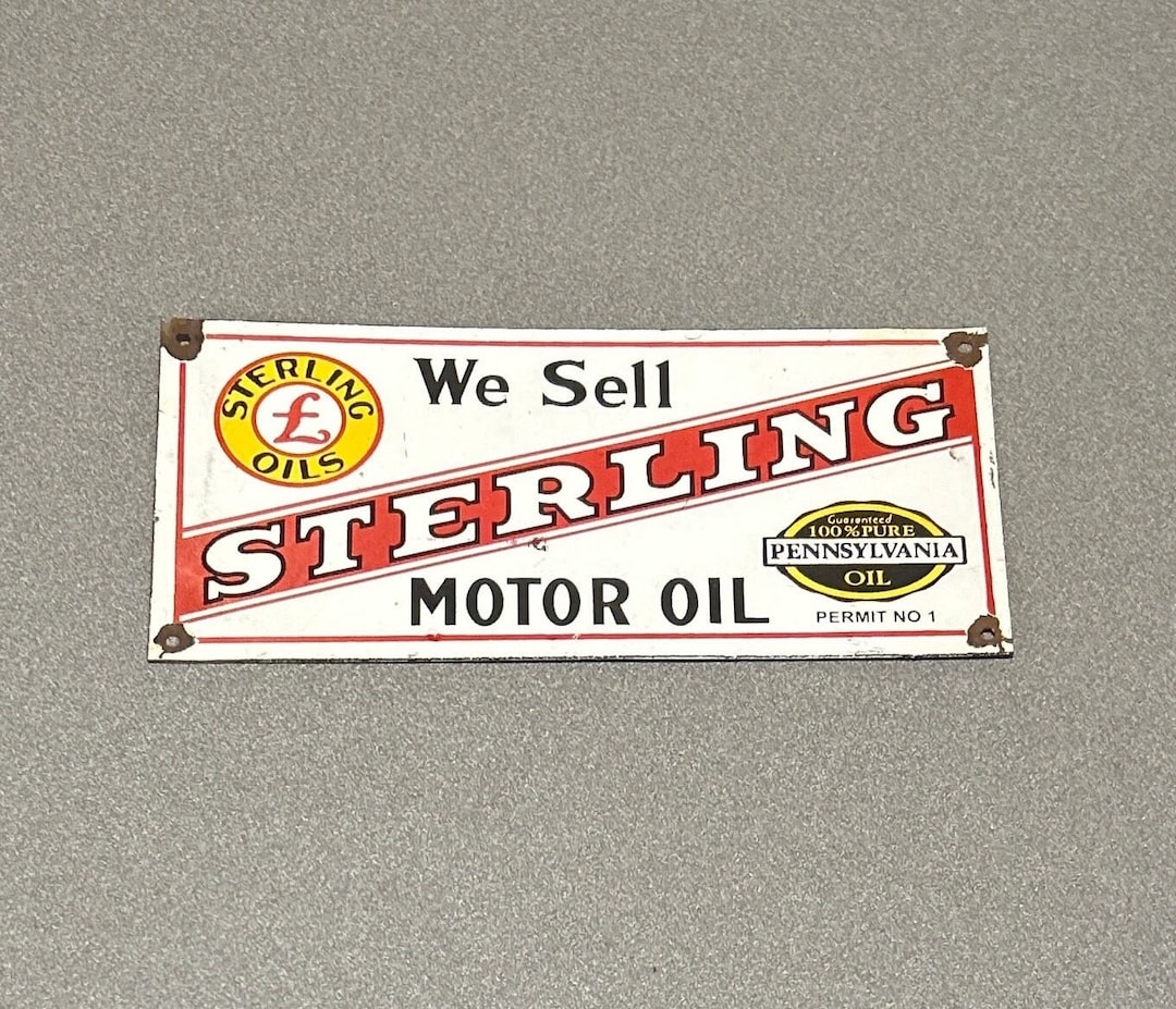 VINTAGE Rare STERLING 12” Porcelain Sign Gas Oil Car - Etsy