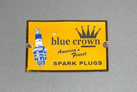 VINTAGE Rare BLUE CROWN Spark Plugs 12 Porcelain Sign Gas Oil - Etsy