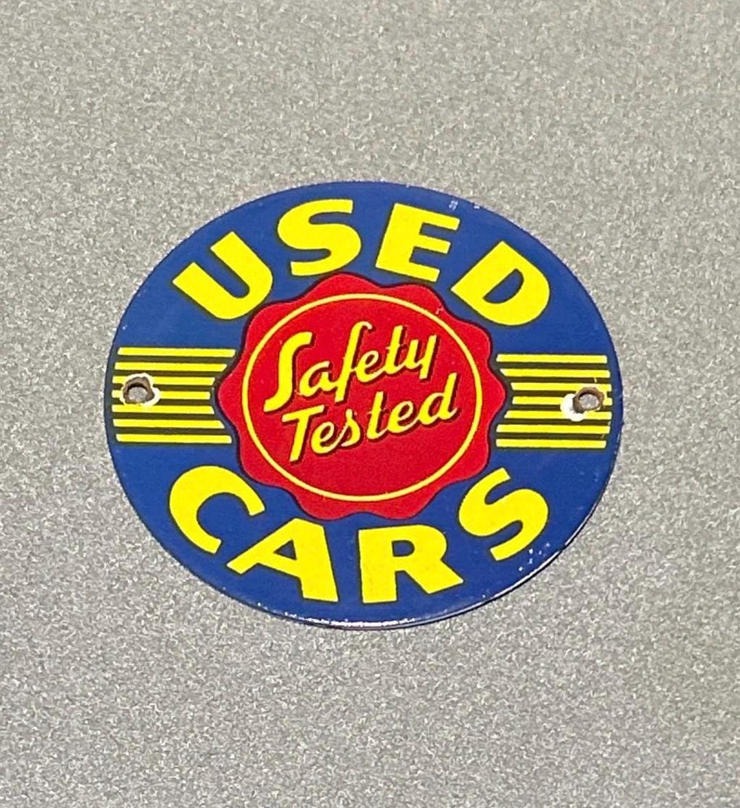 VINTAGE USED CARS Porcelain Sign Oil Car Motorcycle Truck Gas - Etsy