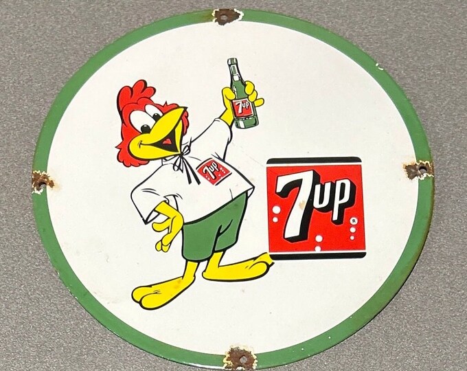 VINTAGE 12” 7UP SODA Motor Gas Porcelain Sign - Etsy