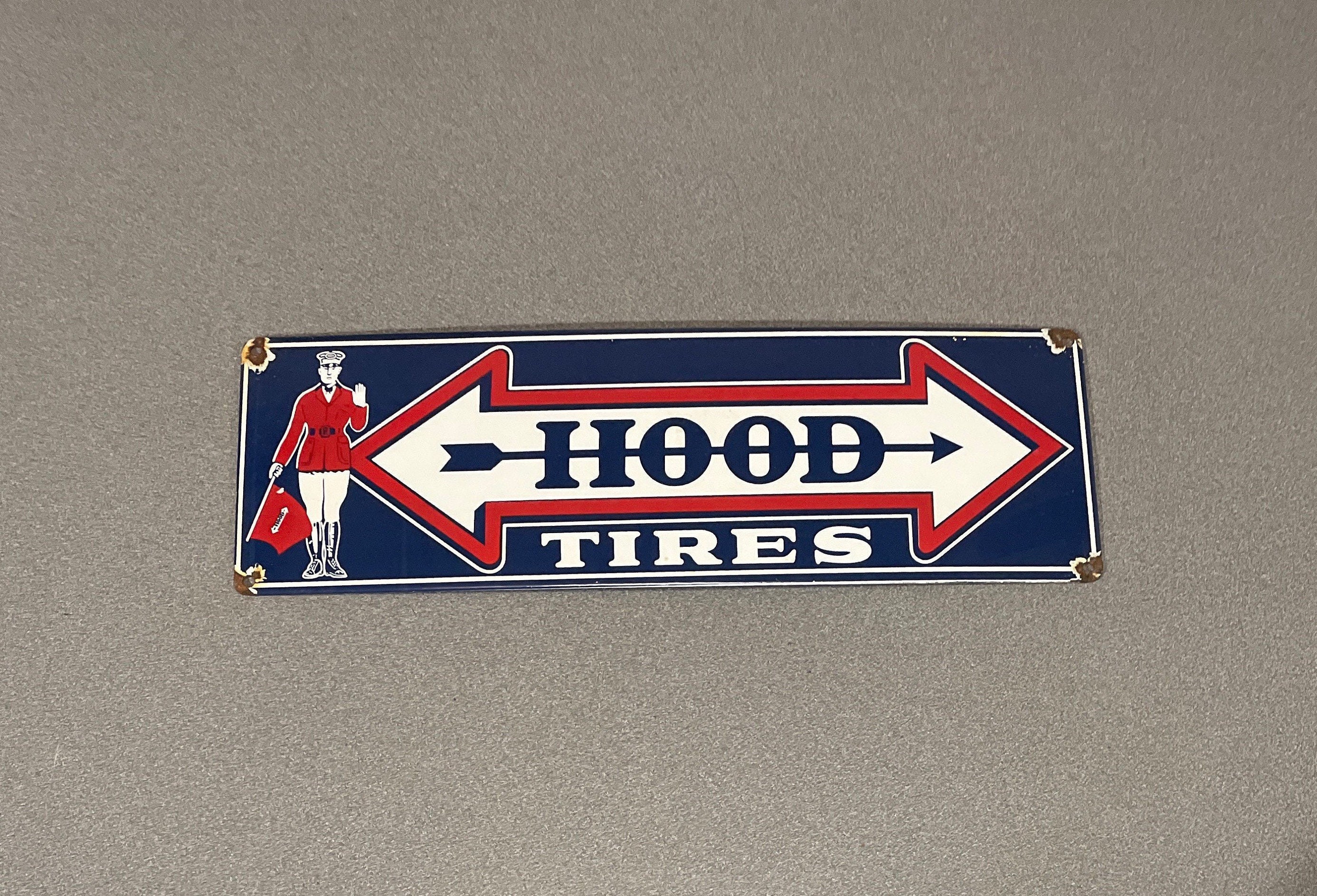 VINTAGE HOOD TIRES Porcelain Sign Car Oil Gas Truck - Etsy