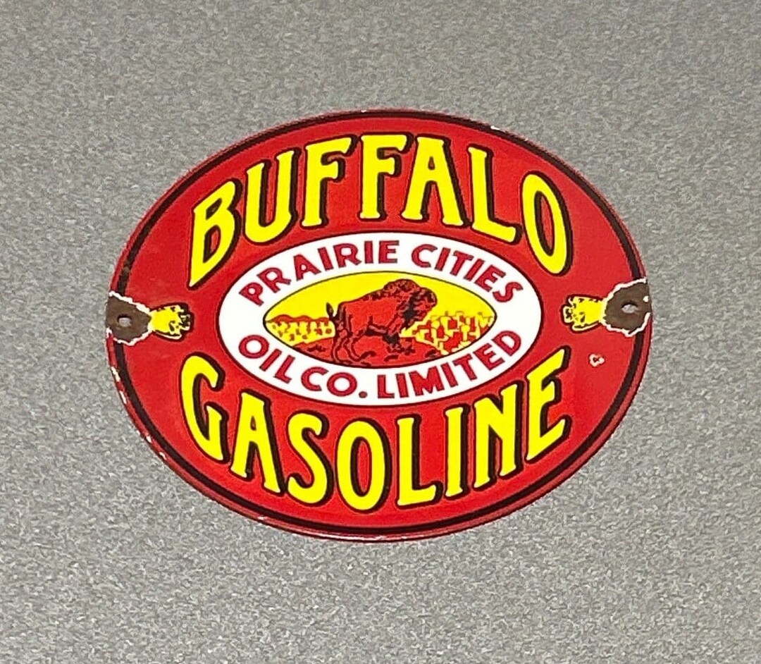 VINTAGE BUFFALO GASOLINE Porcelain Sign Car Oil Gas Truck - Etsy