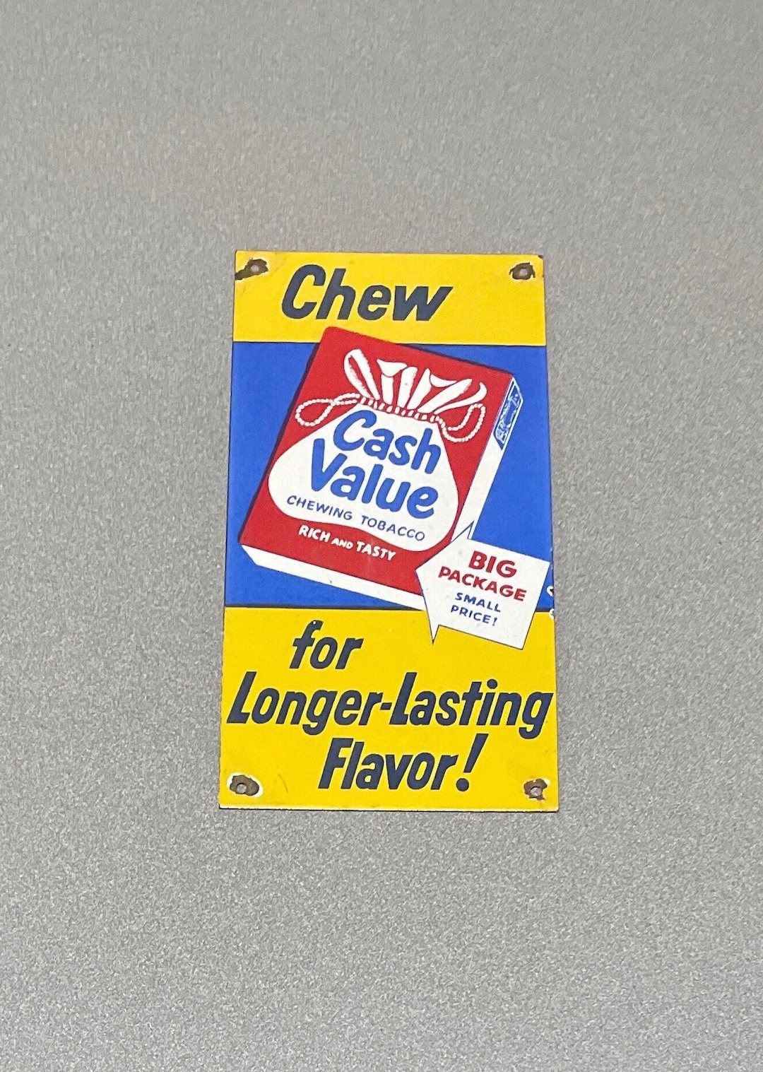VINTAGE 12” CASH VALUE Chew Tobacco Porcelain Sign Car Oil Gas Truck - Etsy