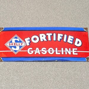 VINTAGE 12” SKELLY FORTIFIED Porcelain Sign Car Oil Gas Truck - Etsy