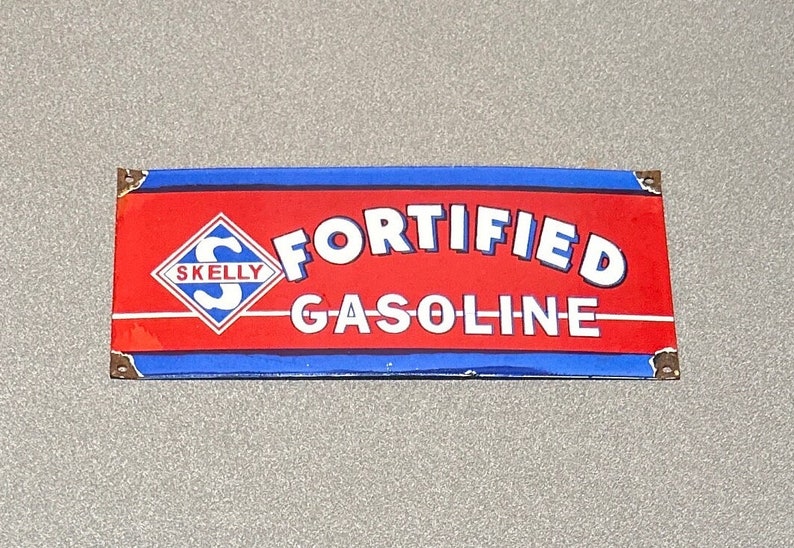 VINTAGE 12” SKELLY FORTIFIED Porcelain Sign Car Oil Gas Truck - Etsy