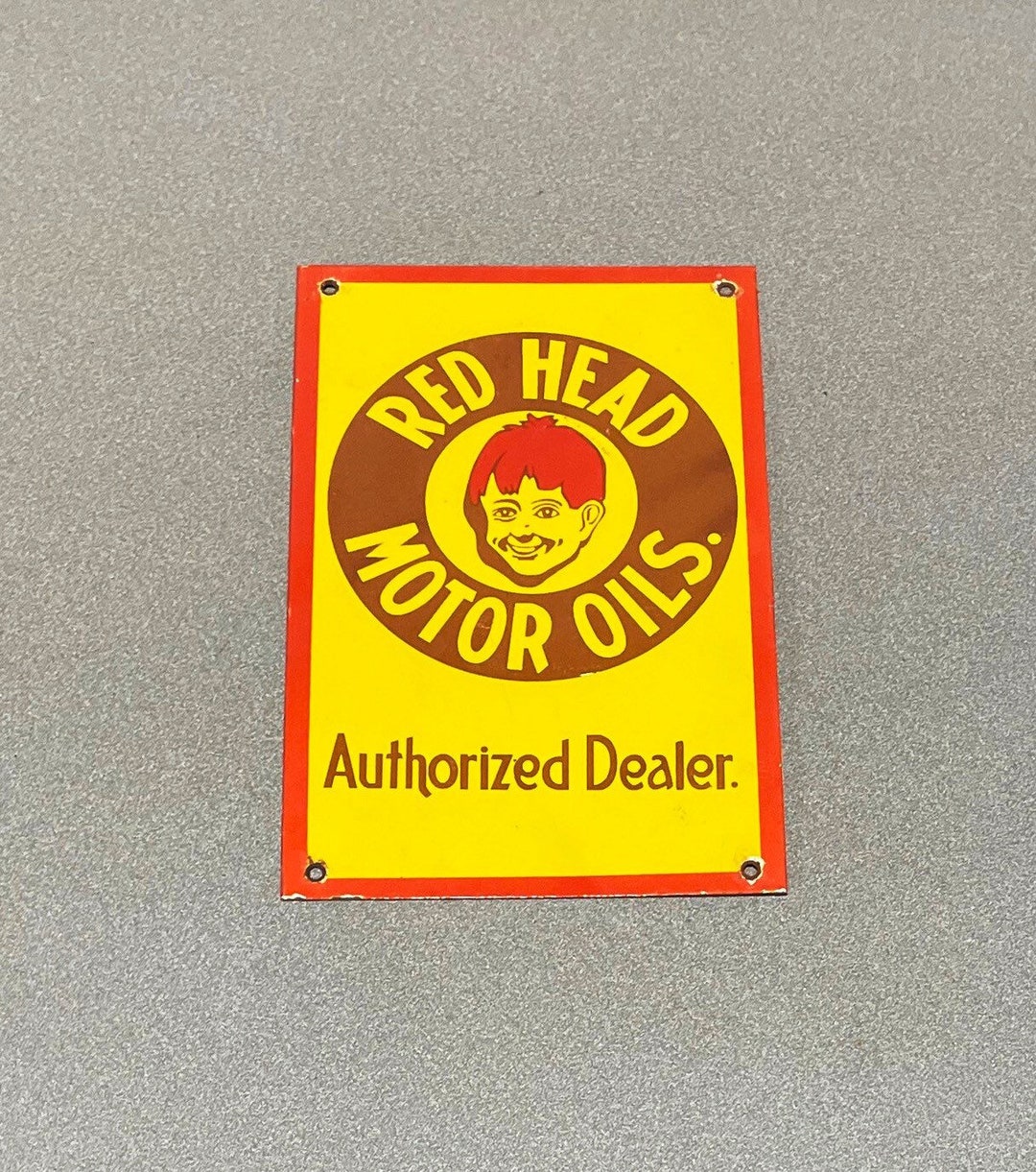 VINTAGE Rare RED HEAD 12” Porcelain Sign Gas Oil Car - Etsy