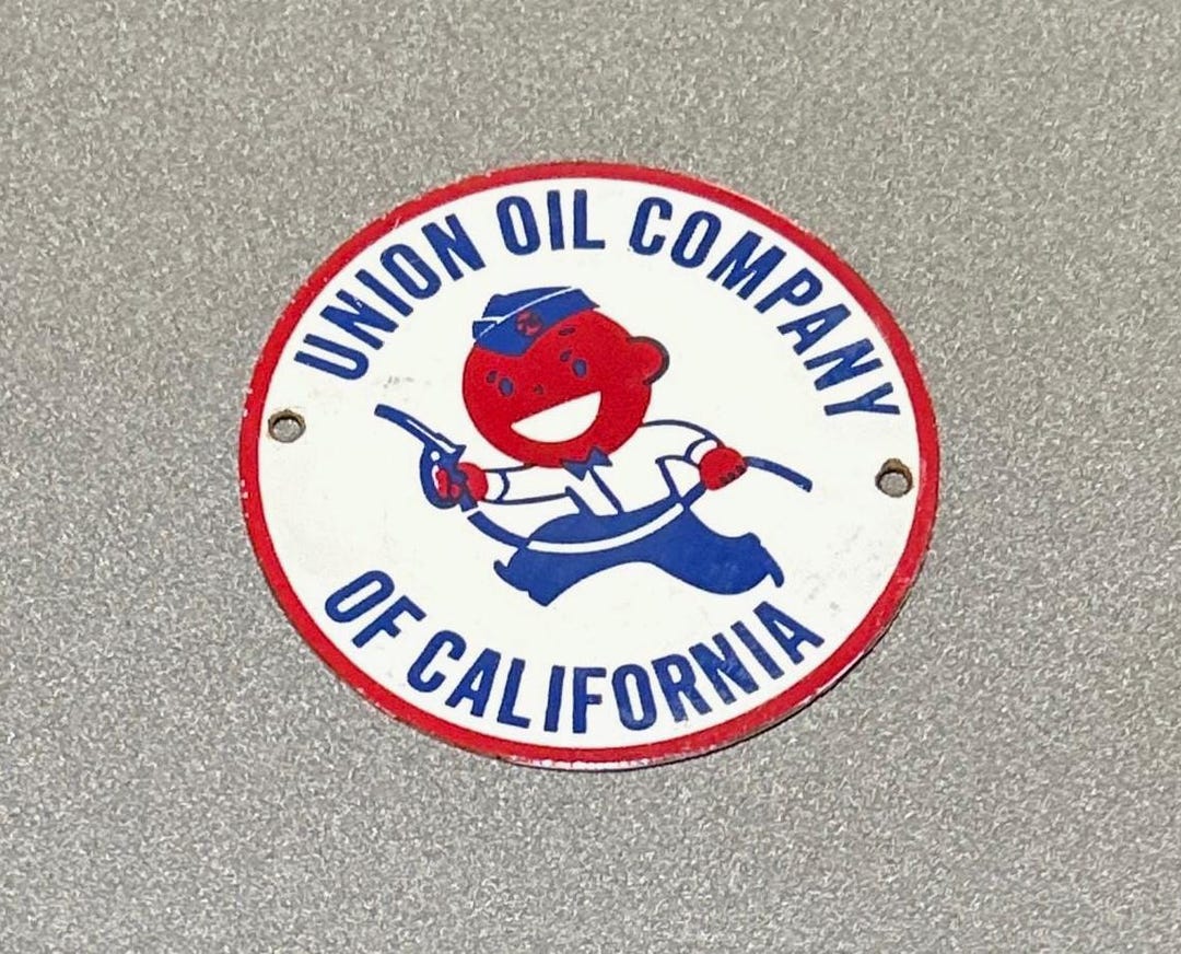 VINTAGE UNION OIL Company California Porcelain Sign Oil Car Motorcycle ...