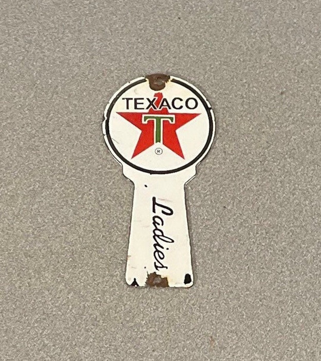 VINTAGE TEXACO Men Ladies Restroom Key Holder Set of 2 Porcelain Sign ...