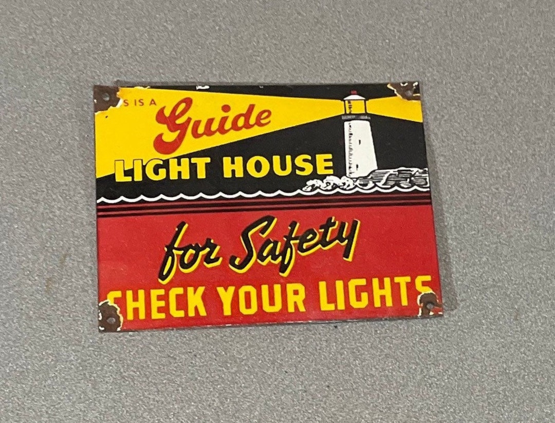 VINTAGE BEACON LIGHTHOUSE Sign Car Oil Porcelain Sign - Etsy
