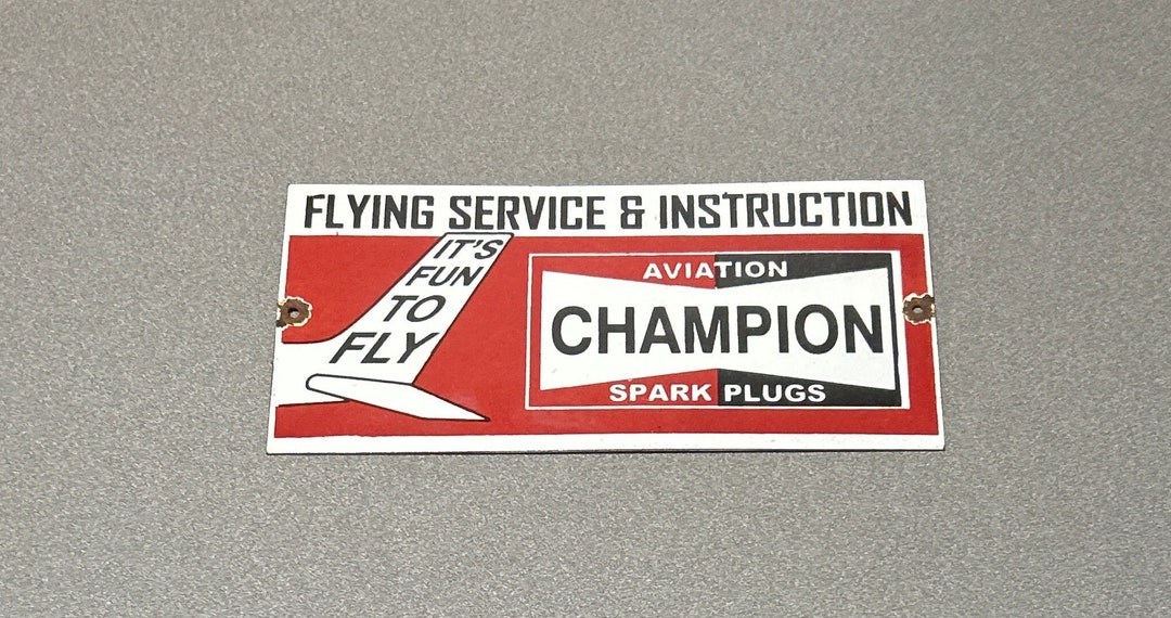 VINTAGE 12” CHAMPION AEROSPACE Airplane Aircraft Spark Plugs Porcelain Sign Car Oil Gas Truck - Etsy