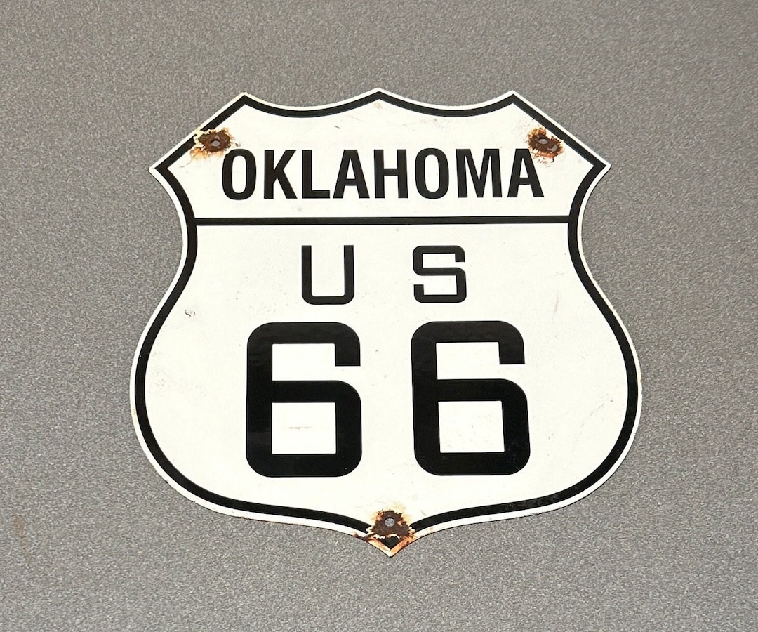 VINTAGE 13 OKLAHOMA ROUTE 66 Shield Porcelain Sign Car Oil Gas Truck - Etsy