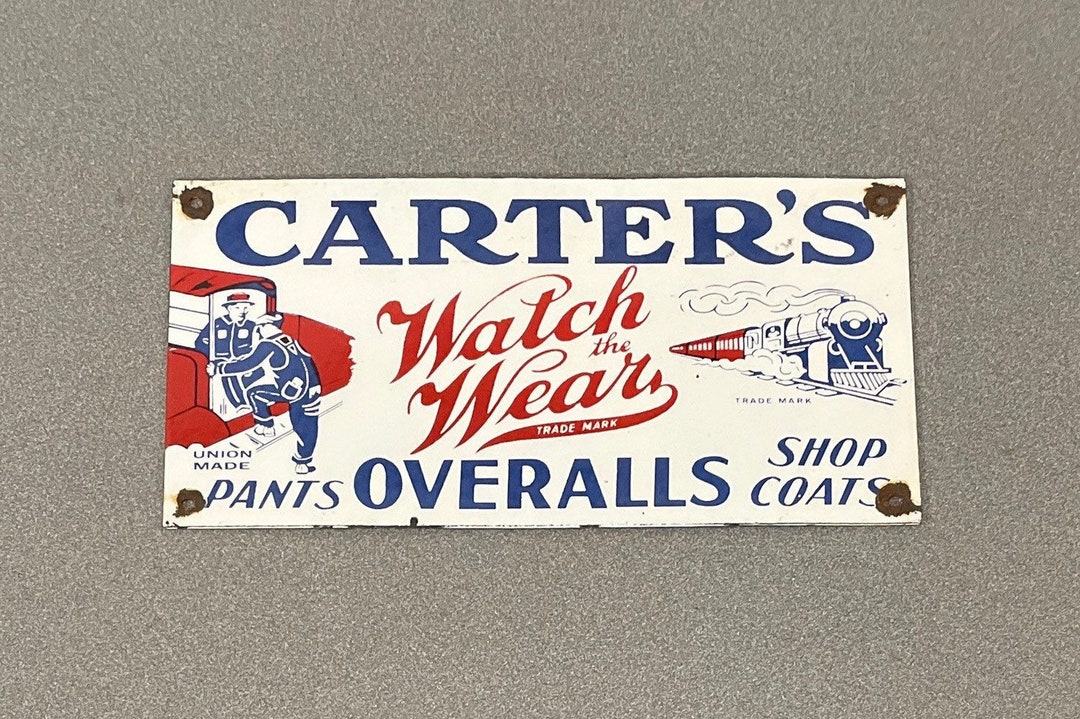 VINTAGE CARTERS OVERALLS 12” Porcelain Sign Car Oil Gas Truck - Etsy