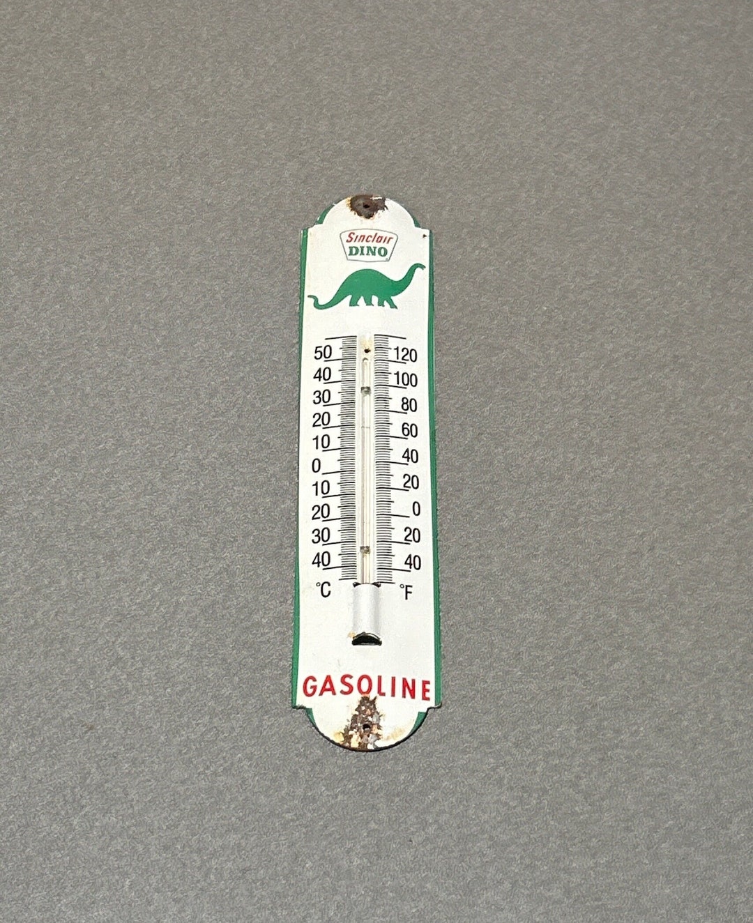 VINTAGE 12 SINCLAIR DINOSAURIER Thermometer Porcelain Sign Car Oil Gas ...