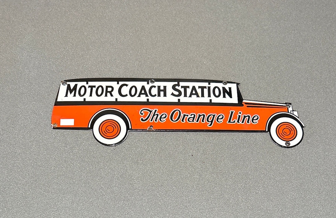 VINTAGE MOTOR COACH Porcelain Sign - Etsy