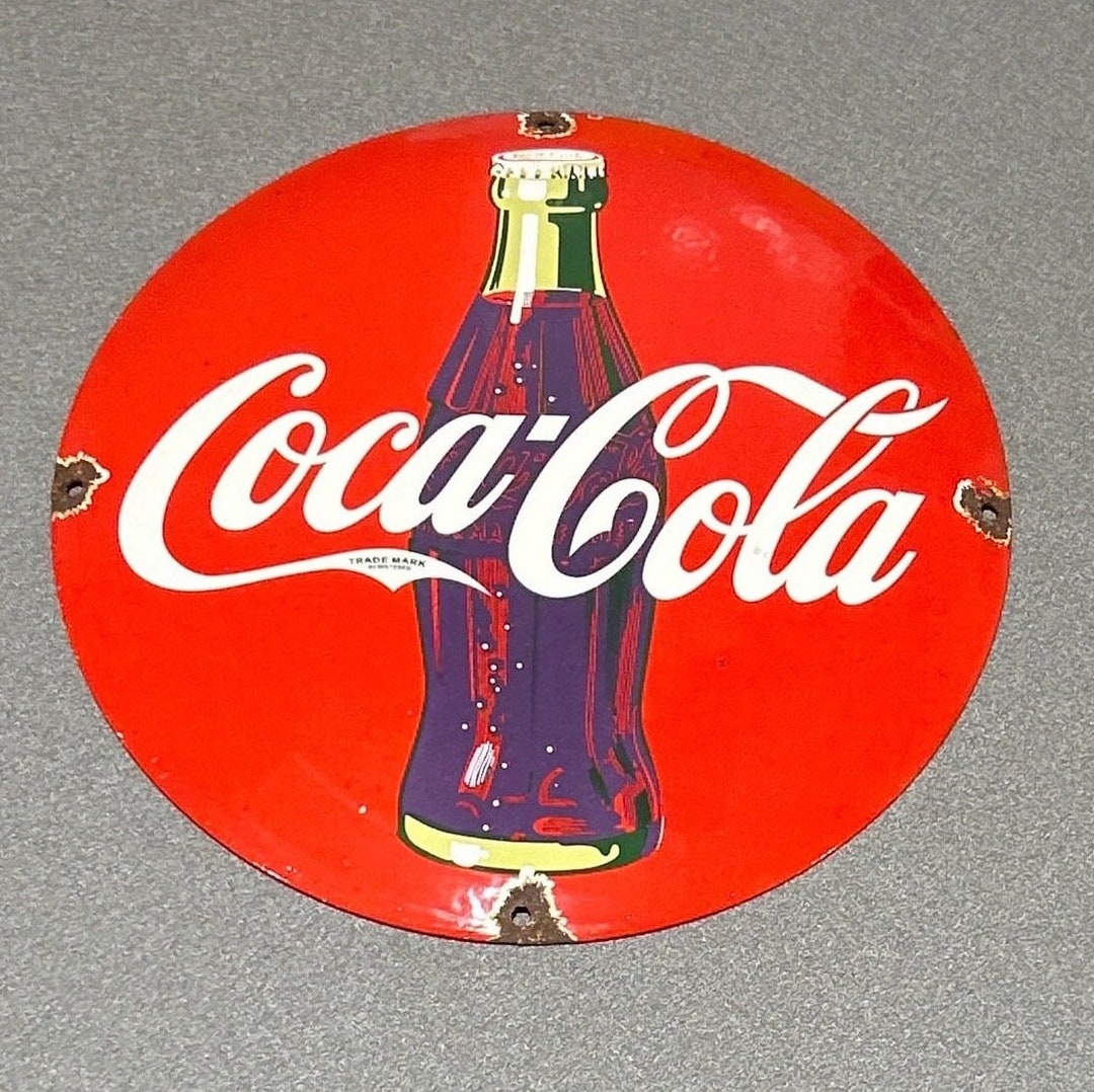 VINTAGE DOMED COKE Coca Cola Sign Vintage Porcelain Gas Badge - Etsy