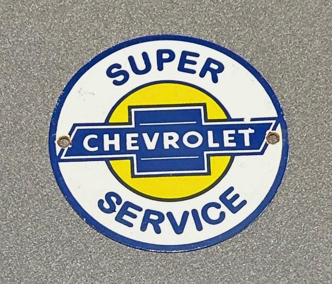 VINTAGE CHEVY CHEVROLET Porcelain Sign Oil Car Motorcycle Truck Gas - Etsy
