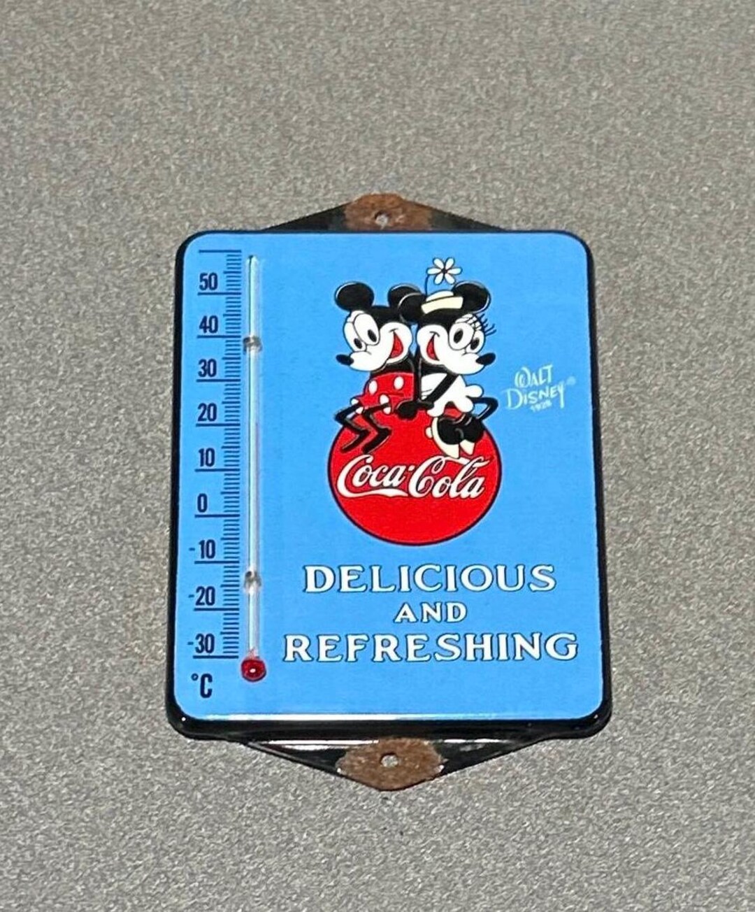 VINTAGE 1928 COKE DISNEY Mickey Mini Mouse Thermometer Motor Gas ...