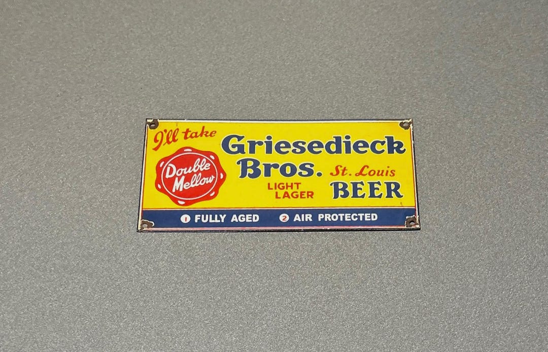 VINTAGE 12” GRIESEDIECK BEER Alcohol Porcelain Sign Car Gas Oil - Etsy