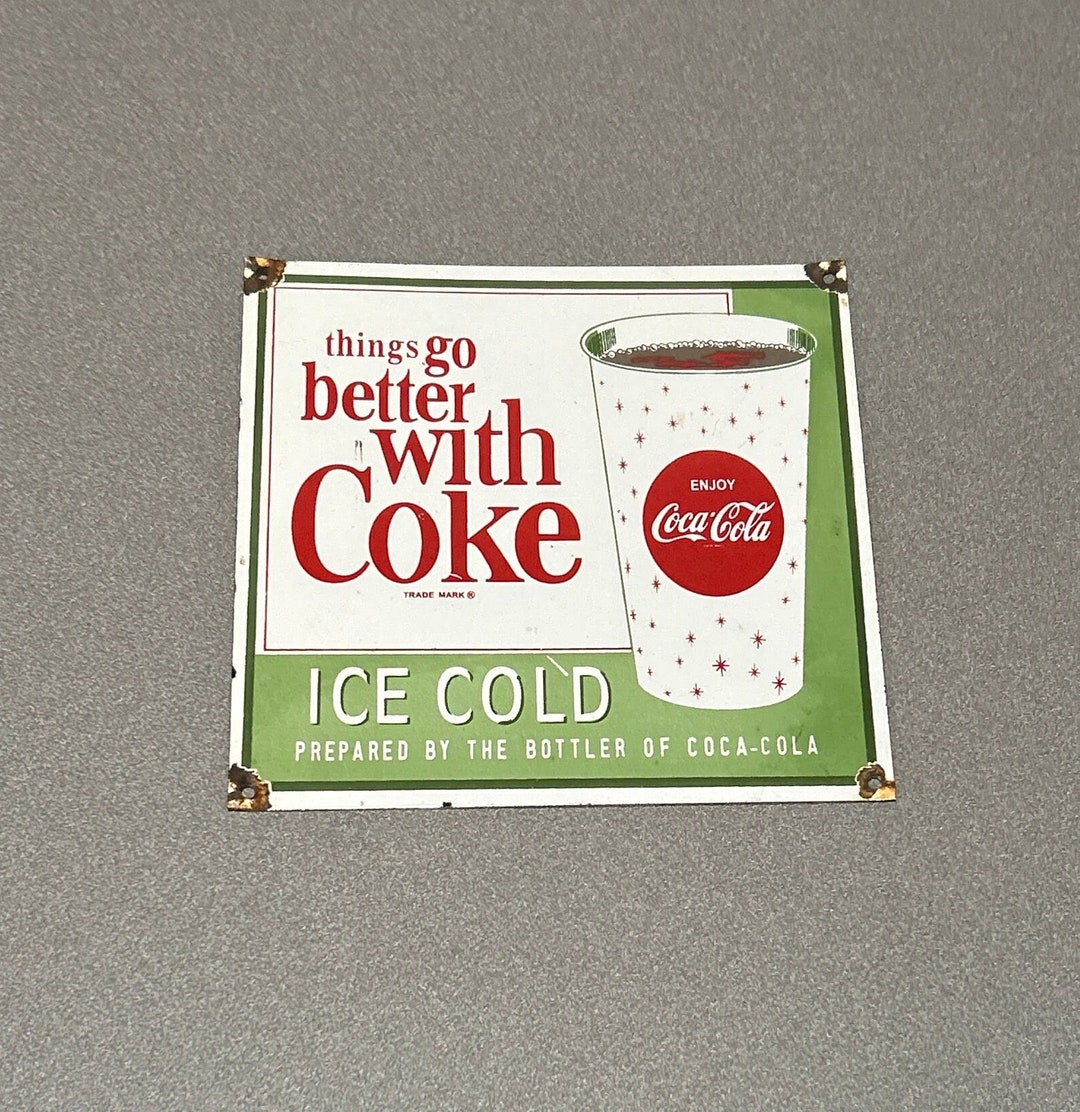 VINTAGE Rare COKE SODA Coca-cola Porcelain Sign Car Oil Gas - Etsy