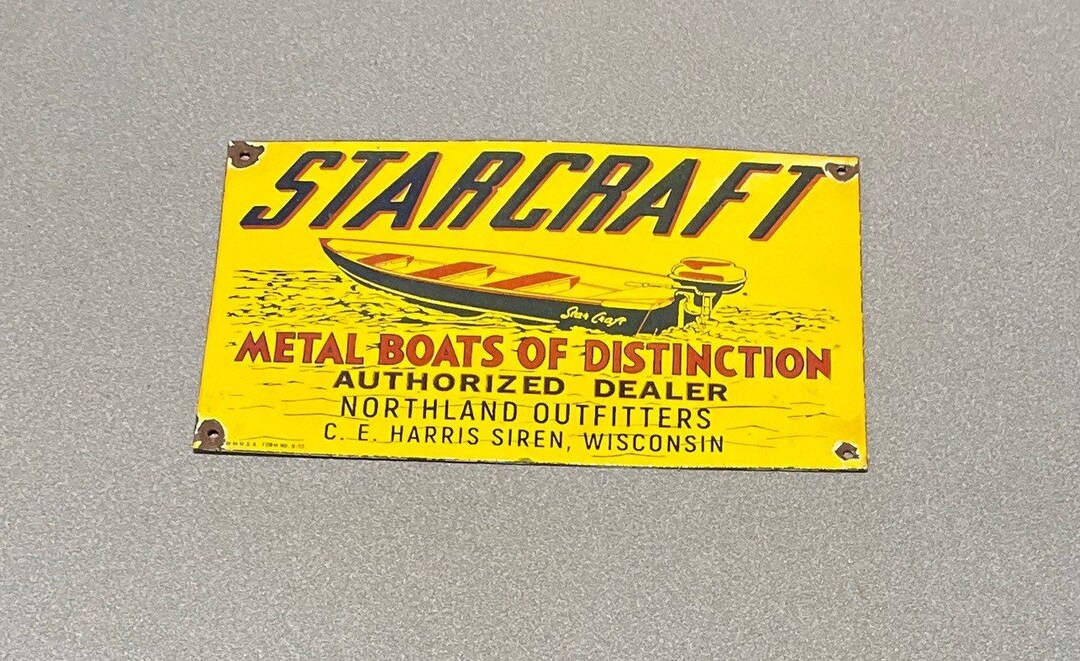VINTAGE Rare STARCRAFT BOATS 12” Porcelain Sign Gas Oil Car - Etsy