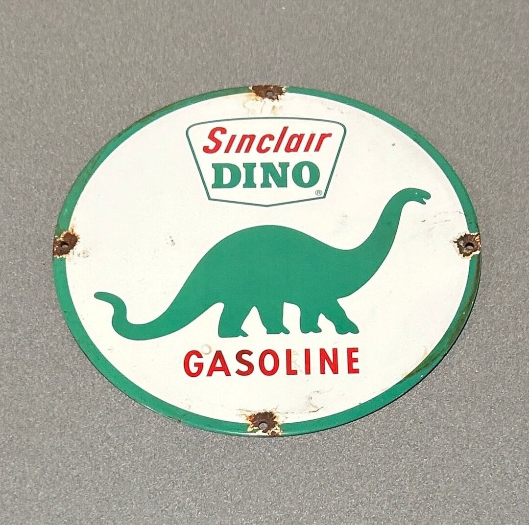 VINTAGE 12” SINCLAR DINOSAUR Motor Gas Oil Car Truck Porcelain Sign - Etsy