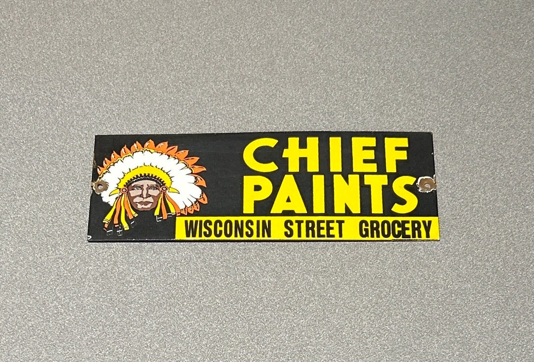 VINTAGE CHIEF PAINTS Indian Porcelain Sign Car Oil Gas Truck - Etsy