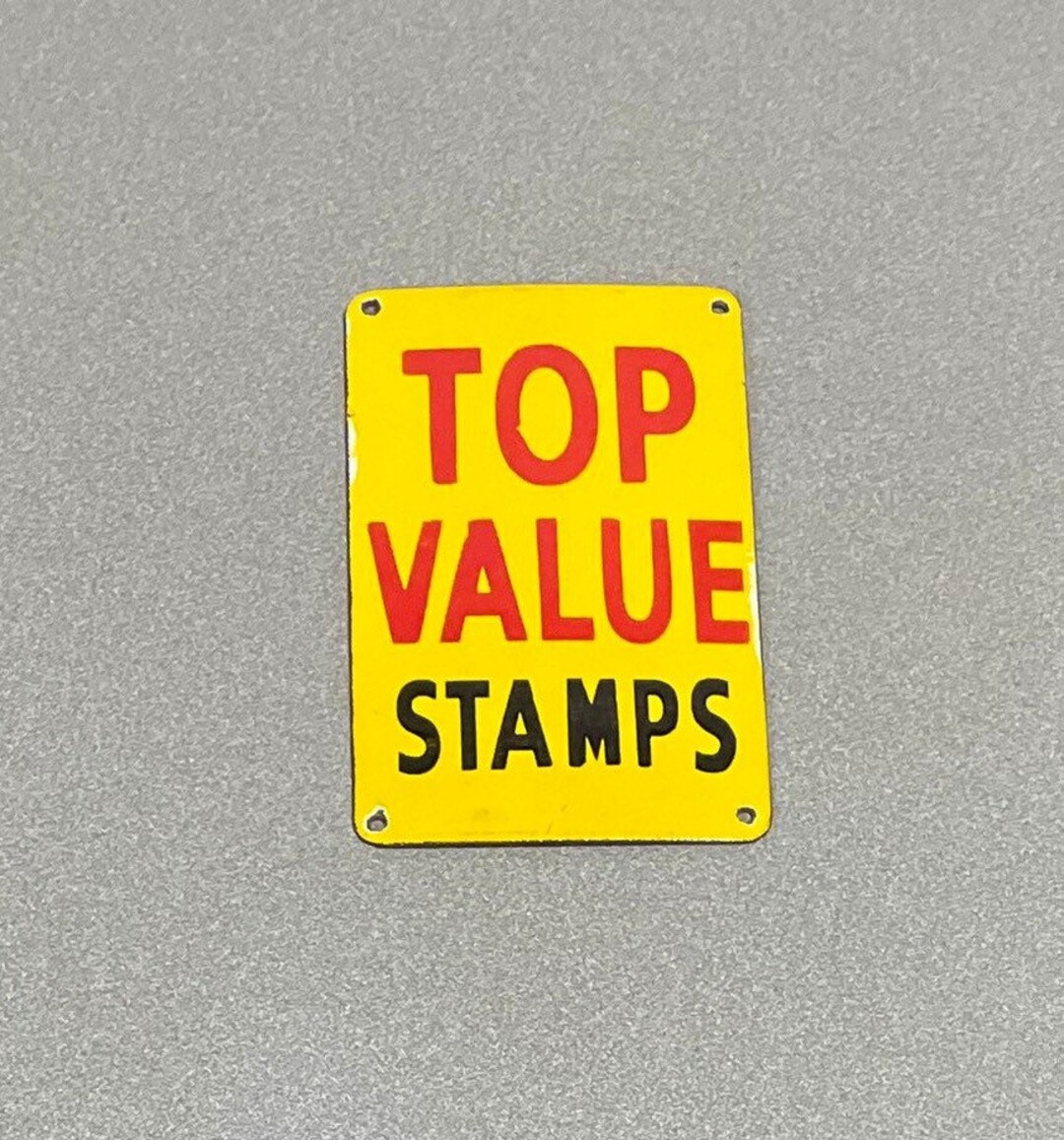 VINTAGE TOP Value STAMPS Porcelain Sign Car Gas Oil Truck - Etsy