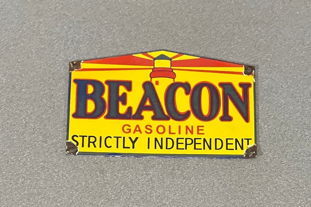 VINTAGE Rare BEACON Porcelain Sign Gas Oil Car - Etsy
