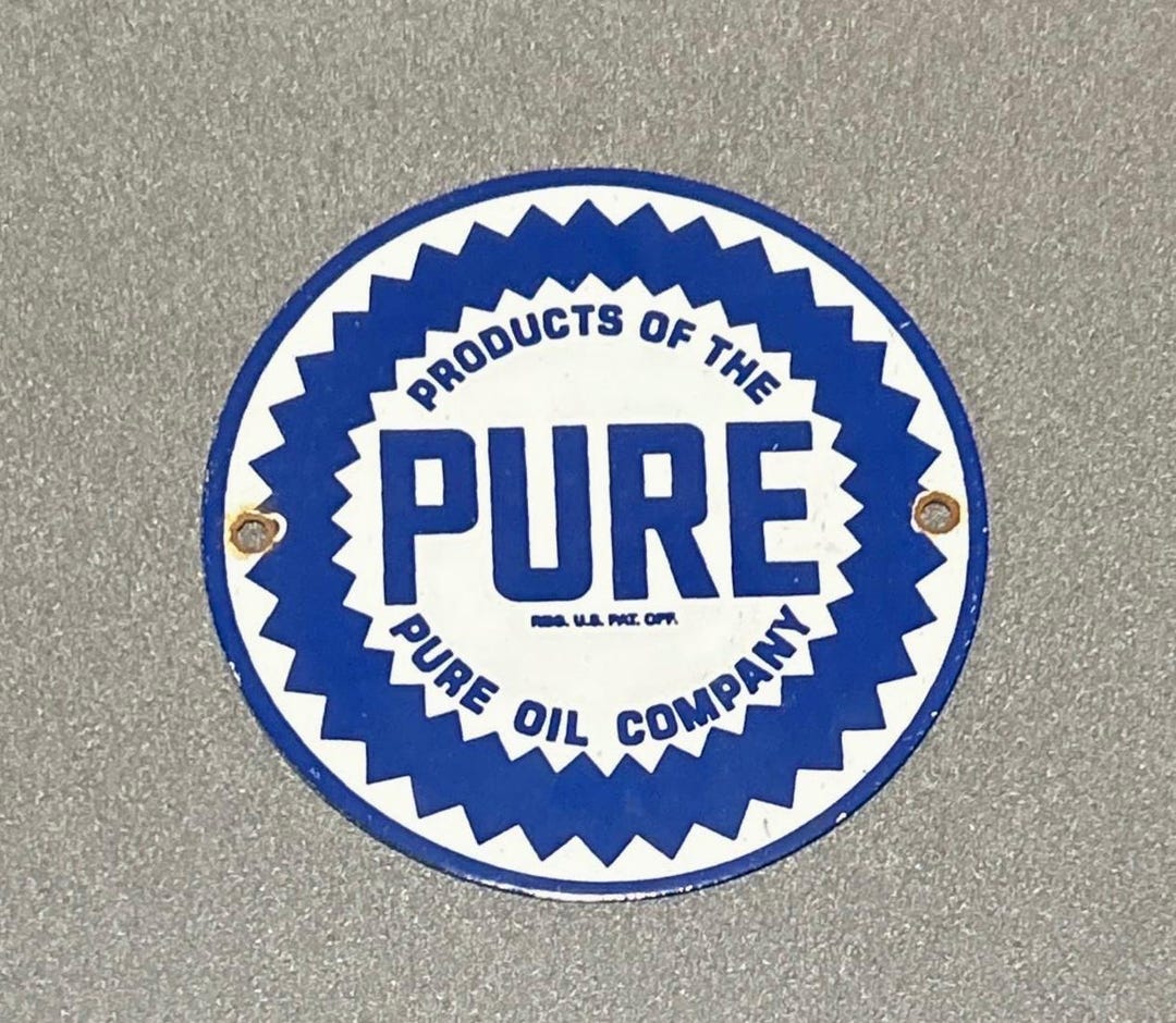 VINTAGE PURE OIL Company Porcelain Sign Oil Car Motorcycle Truck Gas - Etsy