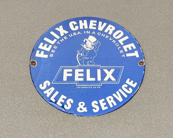 VINTAGE FELIX CHEVROLET 12” Motor Gas Porcelain Sign - Etsy