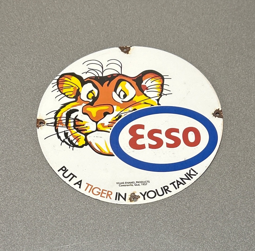 VINTAGE ESSO TIGER 12” Porcelain Sign Car Oil Gas Truck - Etsy
