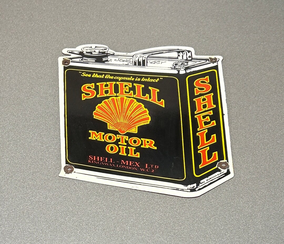 VINTAGE 15” RARE SHELL Oil Can Porcelain Sign Gas Oil Car - Etsy
