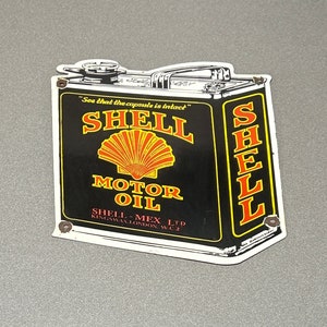 VINTAGE 15” RARE SHELL Oil Can Porcelain Sign Gas Oil Car - Etsy