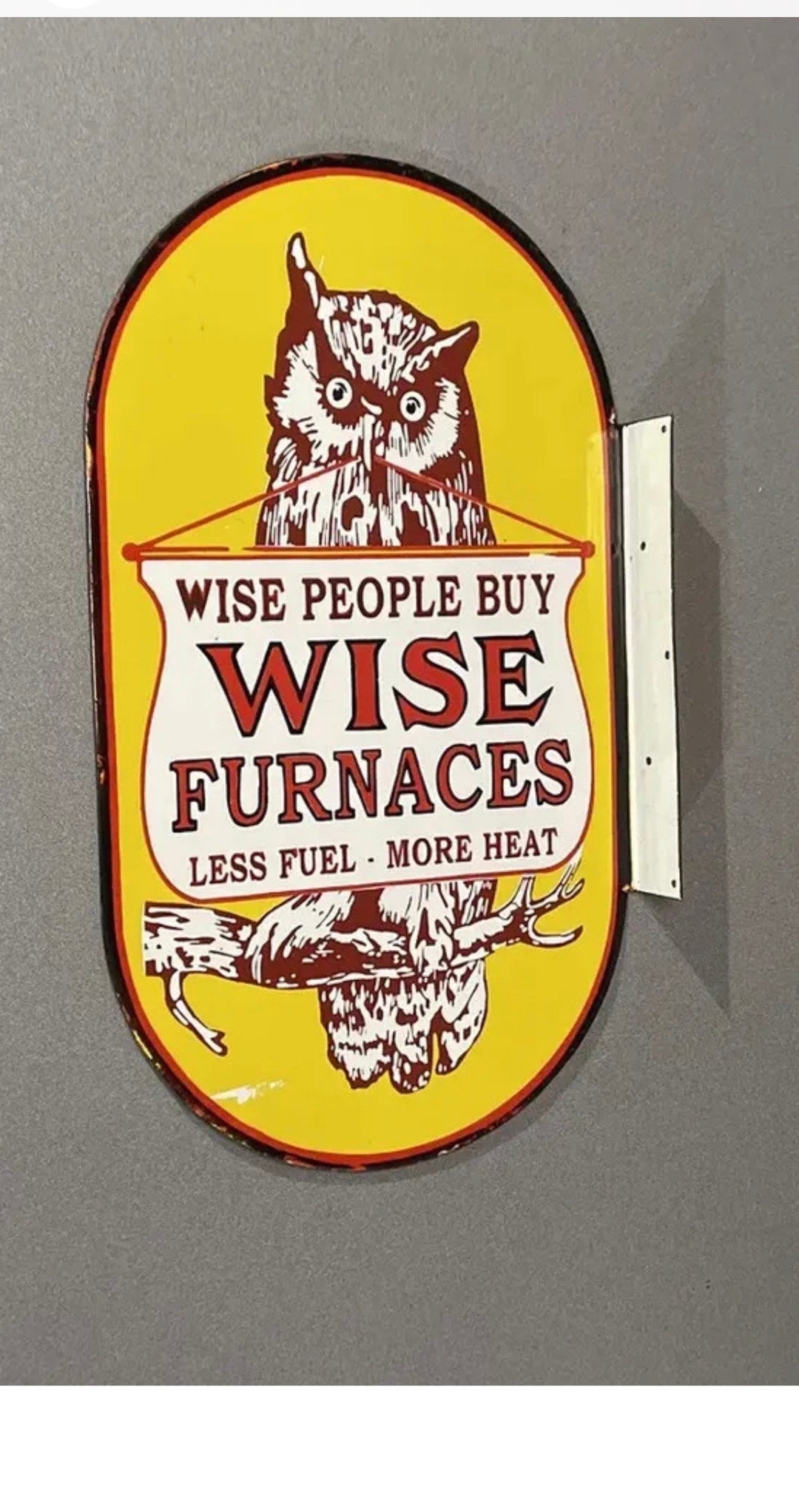 VINTAGE RARE 32” WISE Double Sided Flanged Porcelain Sign Gas Oil Car ...