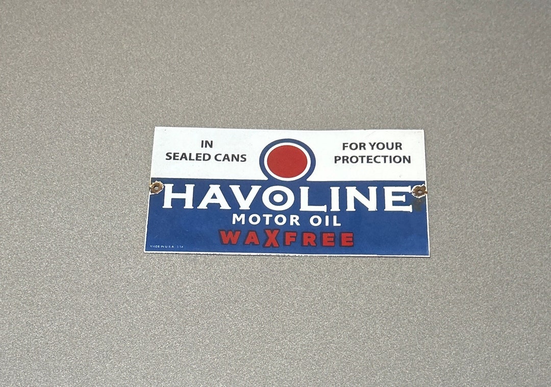 VINTAGE 12” HAVOLINE MOTOR Oil Can Porcelain Sign - Etsy