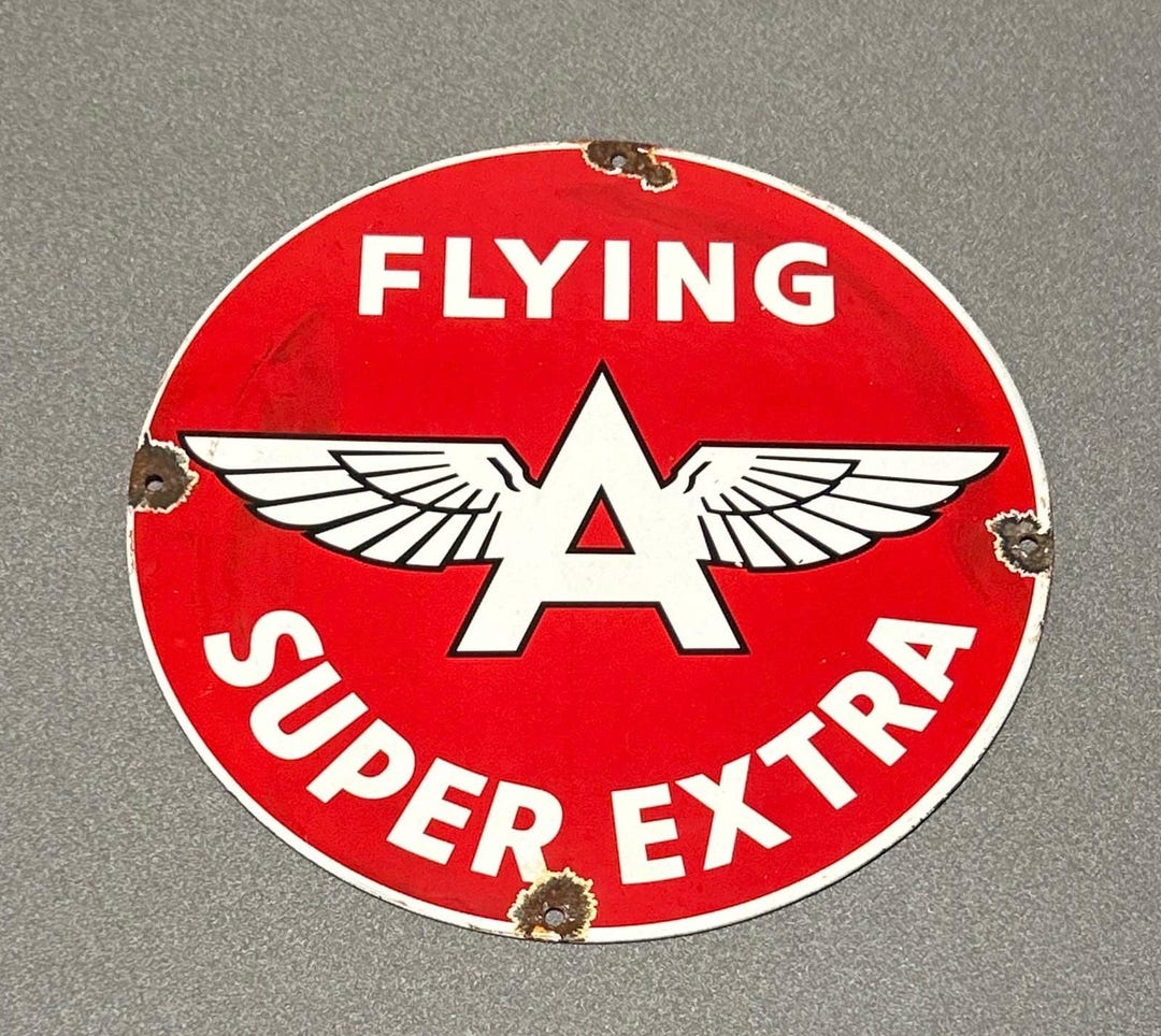 VINTAGE 12” FLYING A Gasoline Porcelain Sign Car Oil Gas Truck - Etsy