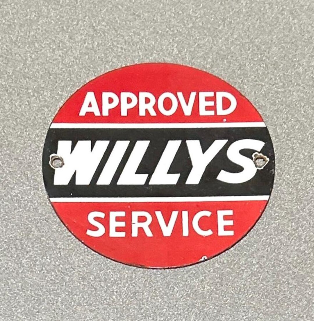 Vintage WILLIES JEEP Service Porcelain Sign Car Oil Gas Truck ...