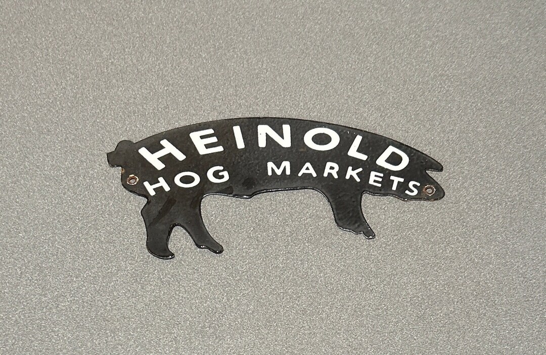 VINTAGE 12 HEINOLD PIG Car Oil Porcelain Sign - Etsy